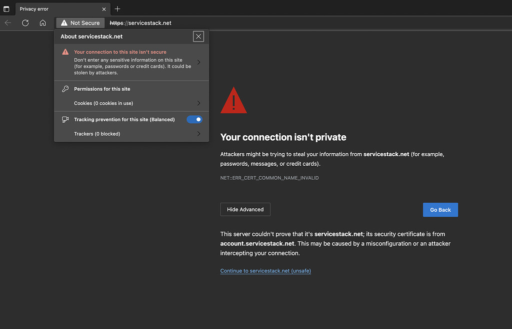 SSL error on servicestack.net - ServiceStack - ServiceStack Customer Forums