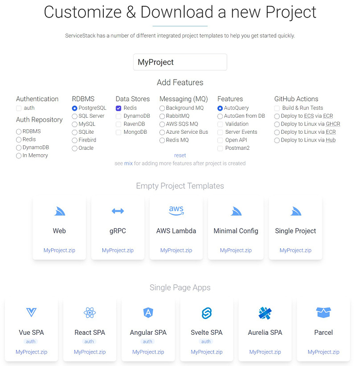 New Start Page & Project Templates Creator - News - ServiceStack ...