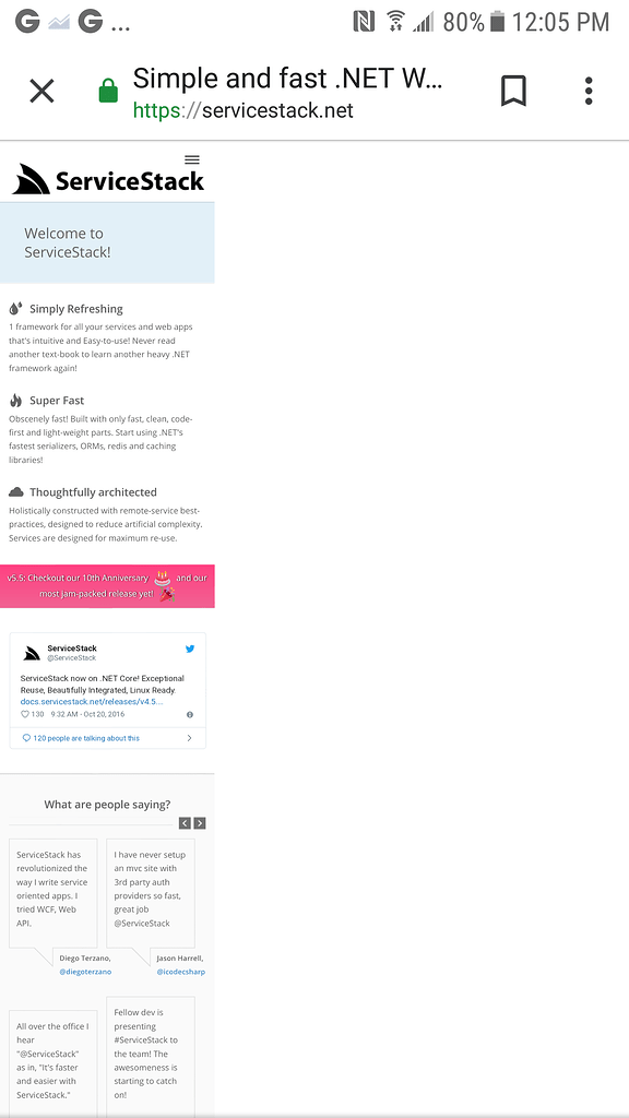 Servicestack.com home page not sizing right on mobile - ServiceStack ...