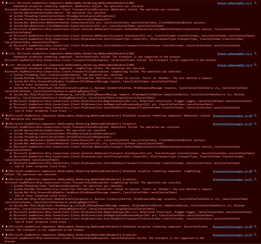 Error getting SignalR working in Blazor WASM application - WASM - ServiceStack Customer Forums